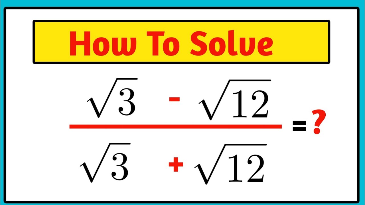 A Nice Algebra Problem | How To Solve This Radical Question? - YouTube