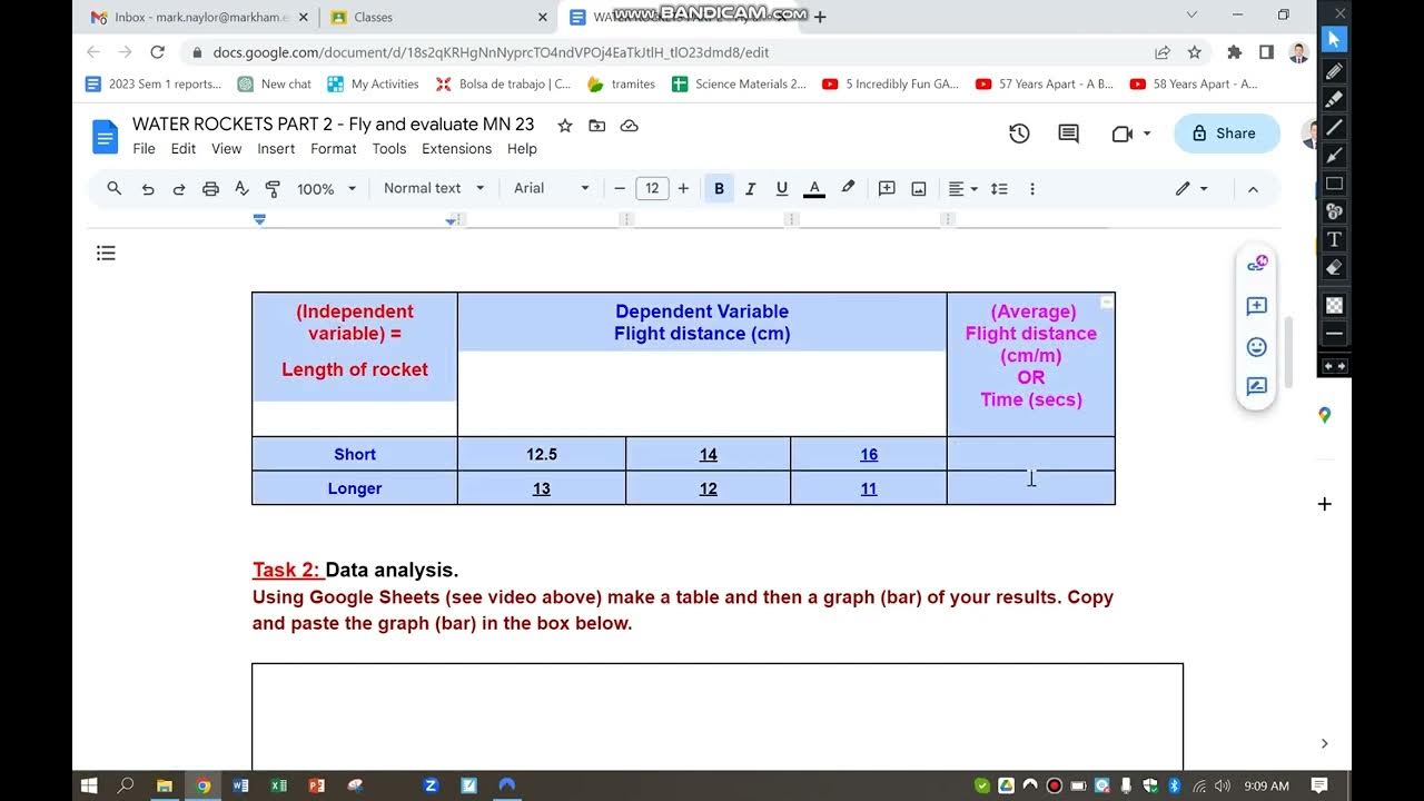 How to work out averages and create a bar graph for the water rockets ...
