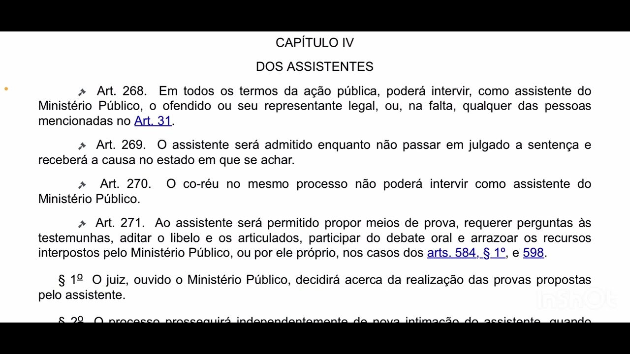Código processo penal - Art. 268 a 273 | voz humana - YouTube