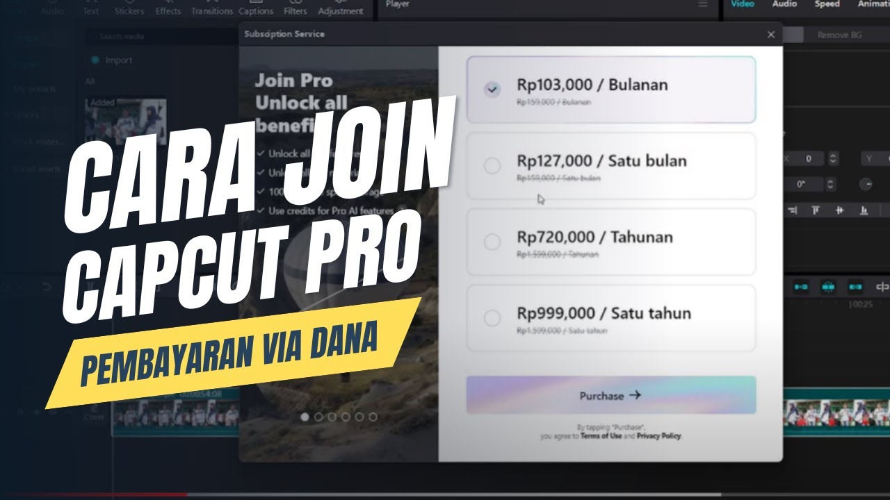 Cara Join Capcut Pro Menggunakan Pembayaran Melalui Dana - YouTube