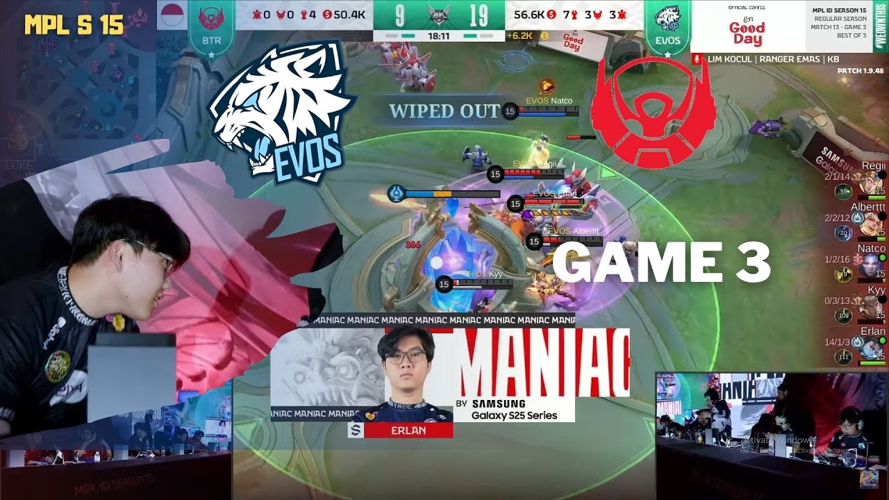 ERLAN MANIAC !! EVOS VS BTR - MPL ID S 15 - YouTube