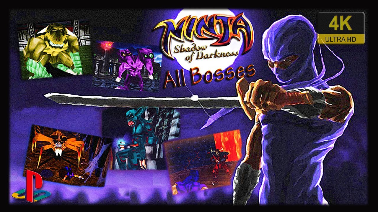 Ninja: Shadow of Darkness All Bosses |4k60fps| Longplay (PlayStation 1 ...