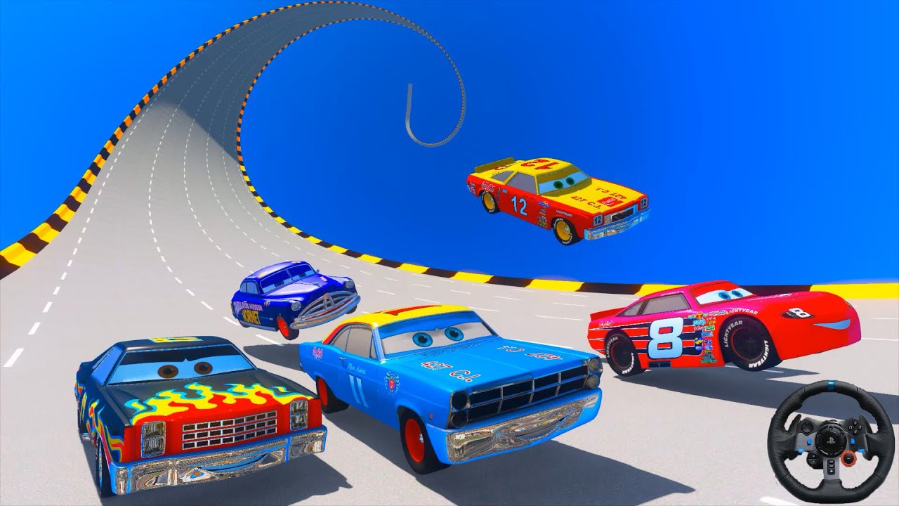 Crazy Track - Challenge Disney Cars Doc Hudson Darrell Cartrip Dale ...