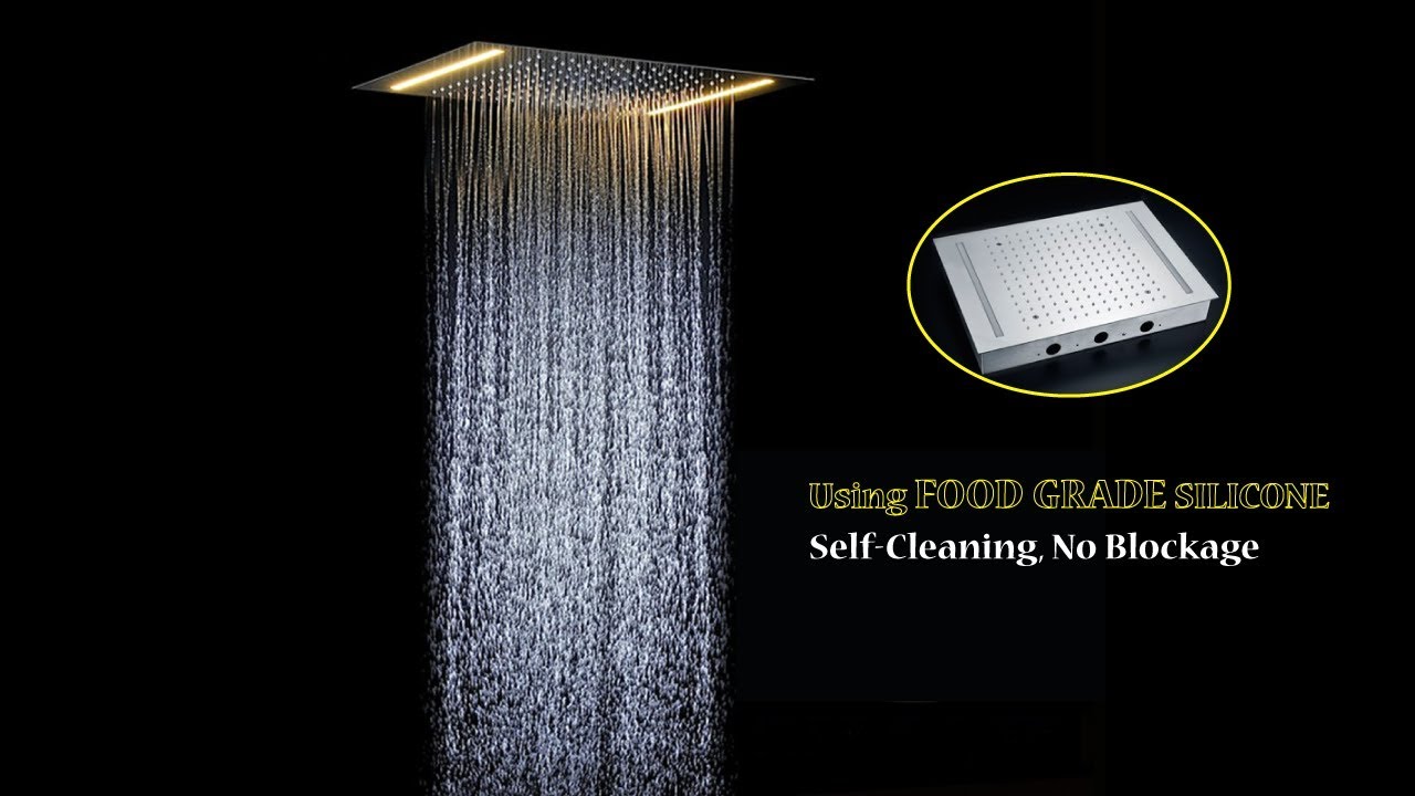 Venice Rectangular Recessed Shower Head with Single Color LED - YouTube