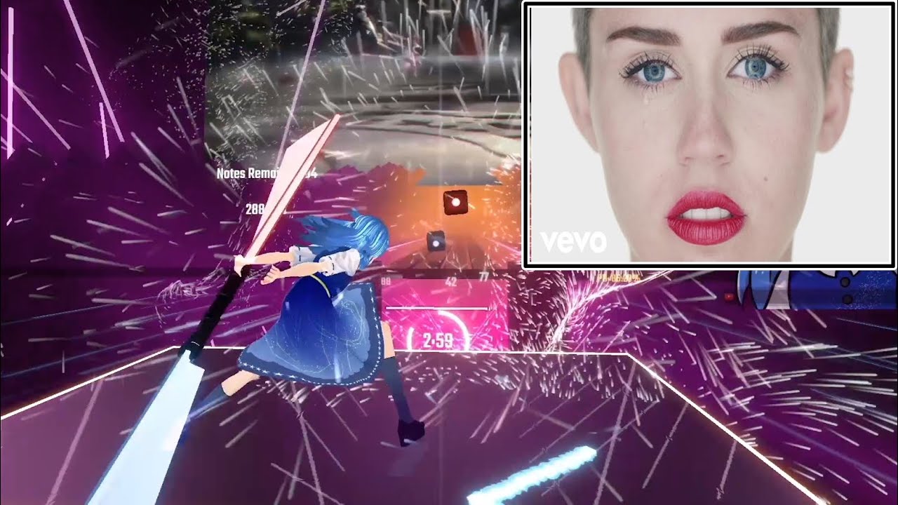 Miley Cyrus - Wrecking Ball (Cover by Cry To The Blind) | 비트세이버 MV 양날검 ...