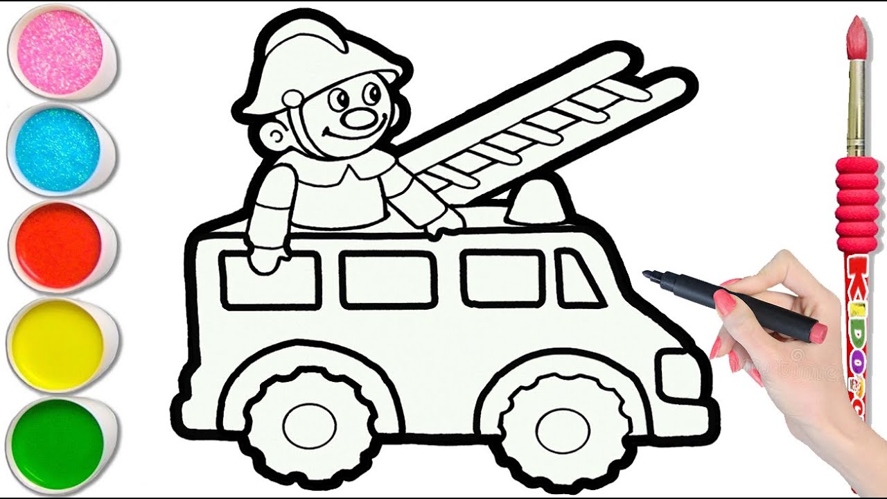 How to Draw Fire Brigade Truck for Beginners- Learn To Draw - YouTube