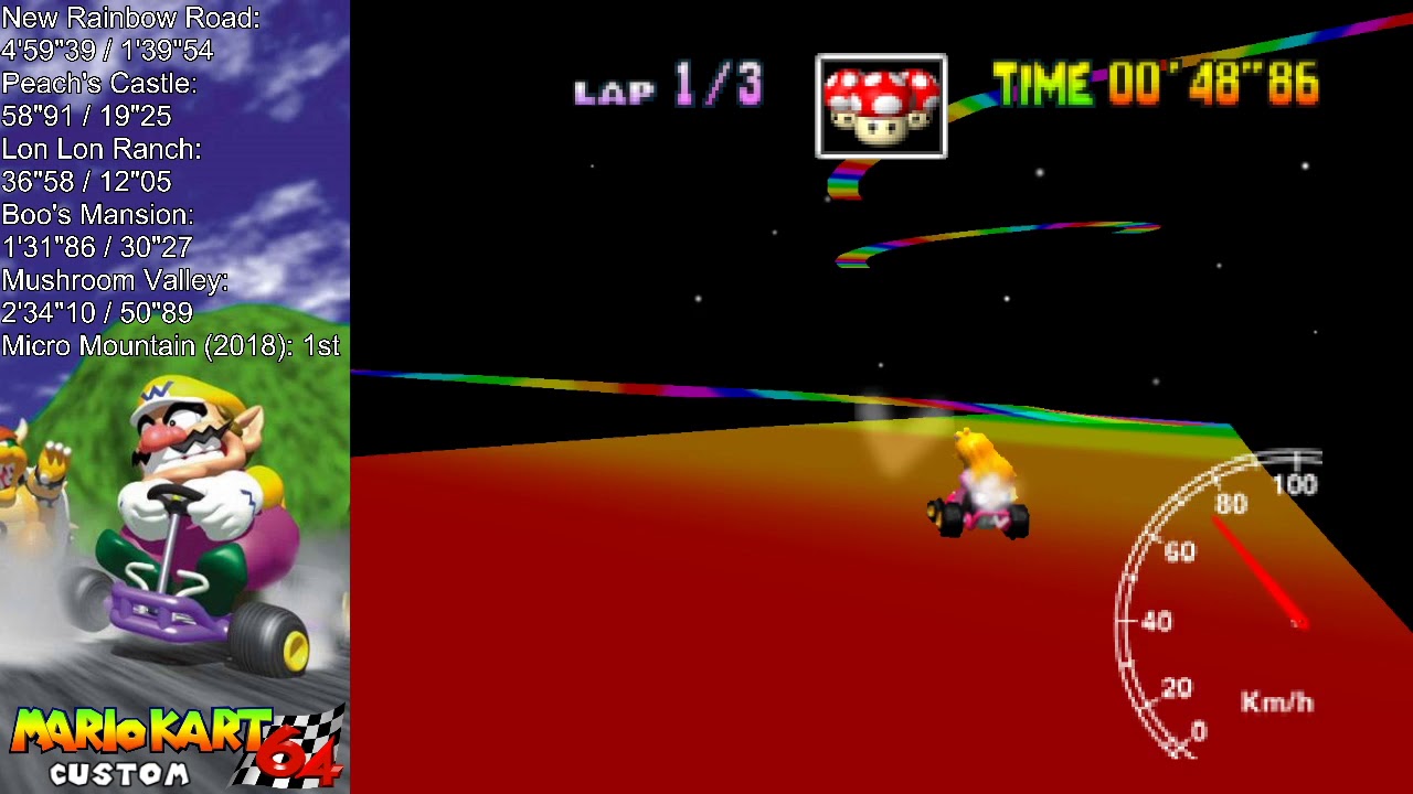 MK64 Custom tracks: New Rainbow Road fastlap - 1'38"72 - YouTube