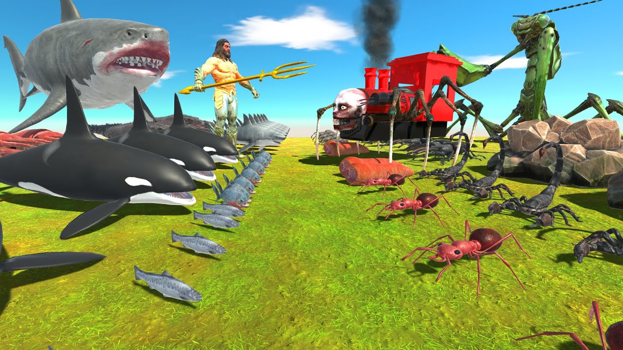 Team Aquaman Vs Team Choo Choo Charles - Animal Revolt Battle Simulator ...