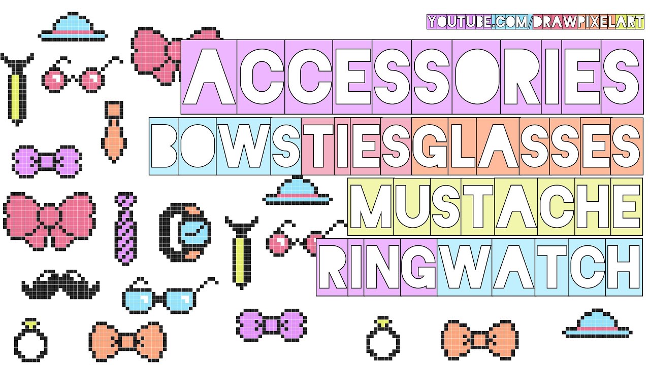 how to draw accessory | bow tie mustache glasses ring watch hat ...