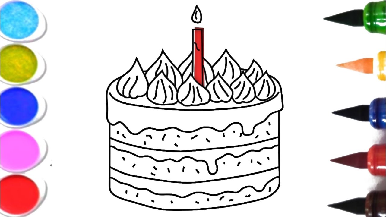Beautiful Cake drawing for kids || how to draw a cake - YouTube