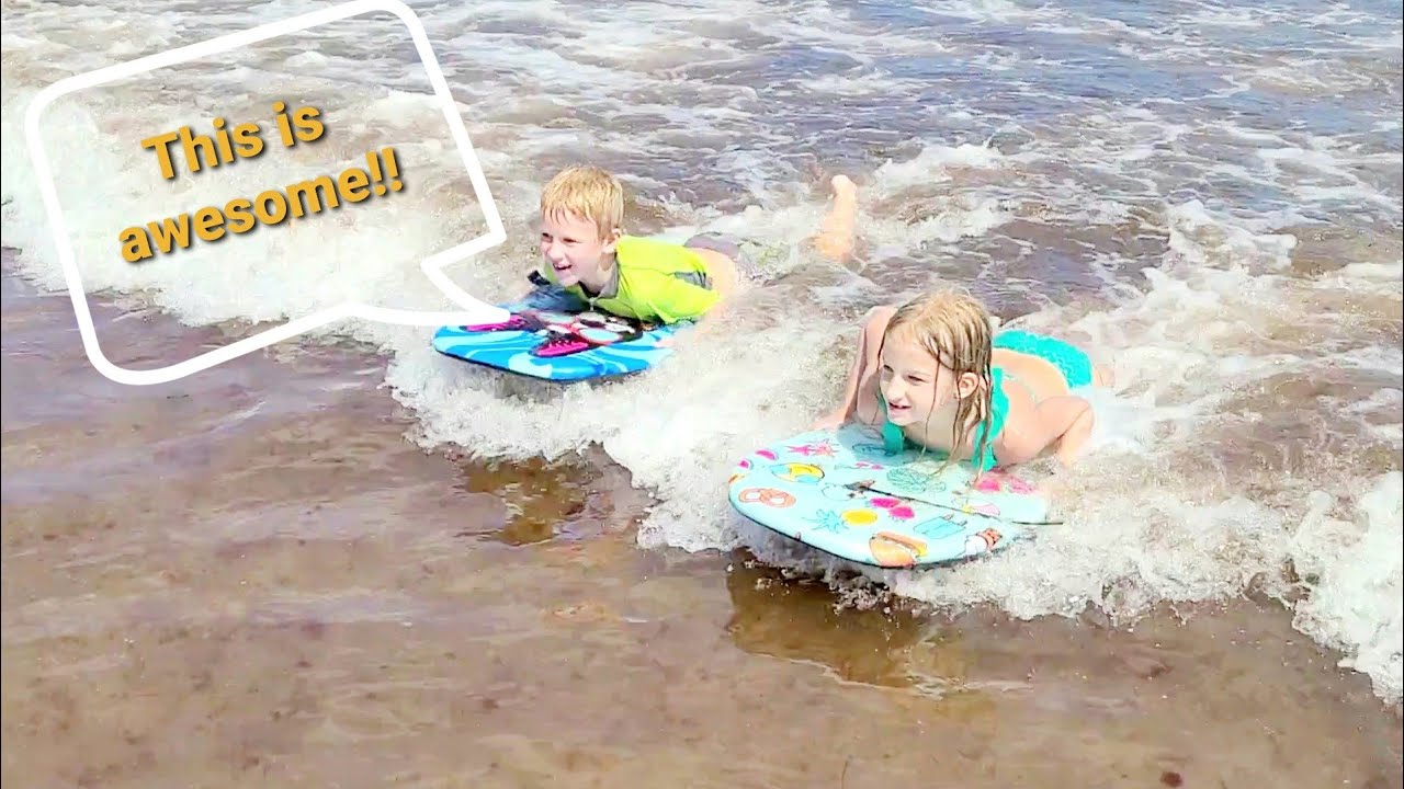 Boogie Boarding at the Beach (A float gets lost at sea??) - YouTube