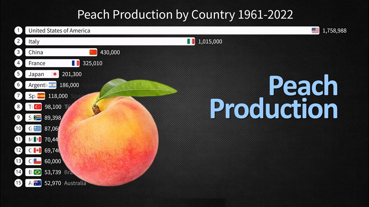 Peach Production by Country 1961-2022 - YouTube