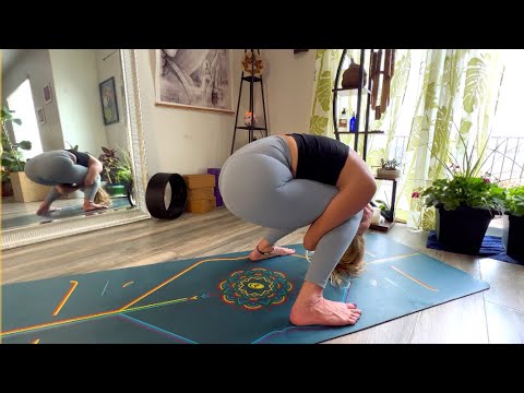 Forward Folding Variation. Chicken Pose, Murgasana, Yoga, Stretching, Flexibility