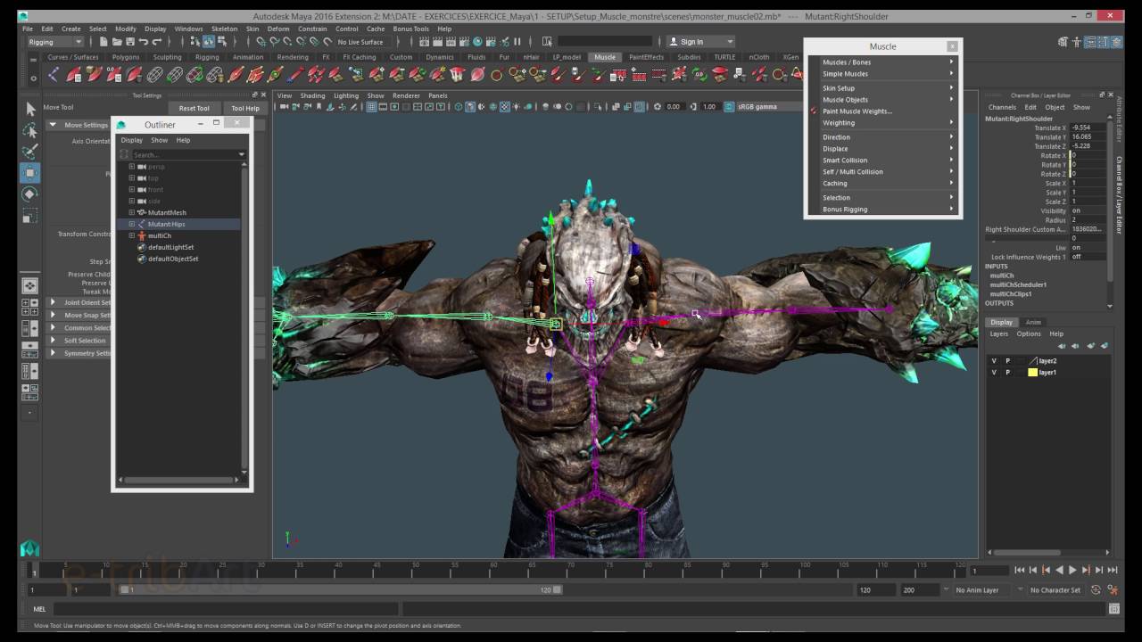 Tuto du Jeudi : module "muscle" dans Maya 2016 - YouTube