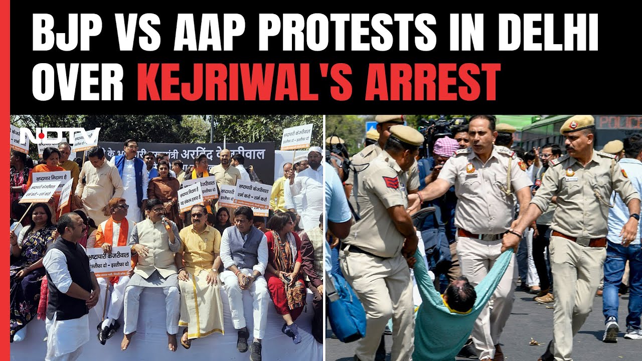 AAP Protest In Delhi Today | BJP vs AAP Protests In Delhi Over Arvind ...