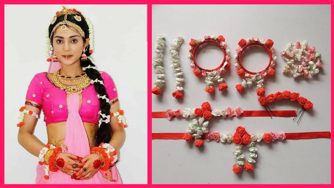 DIY RADHA Inspired Narayani Floral Jewellery - YouTube