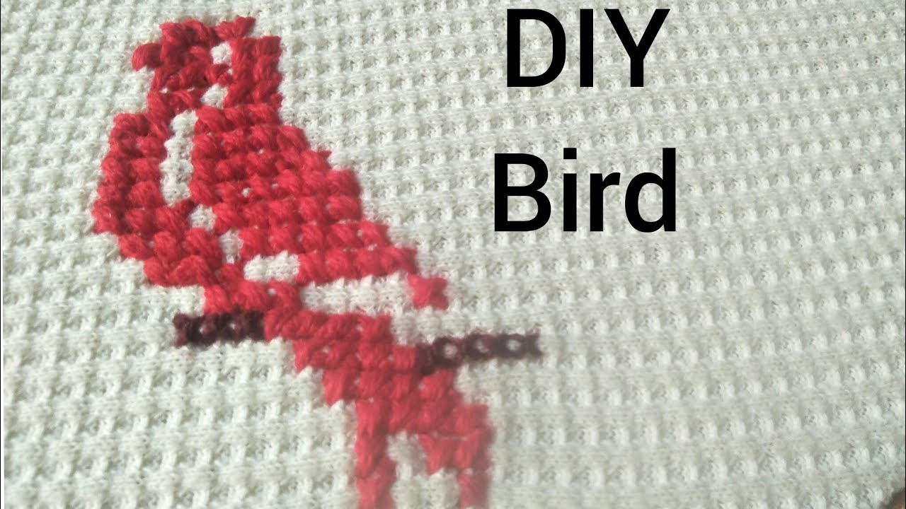 cross stitch bird hand embroidery design tutorial - YouTube