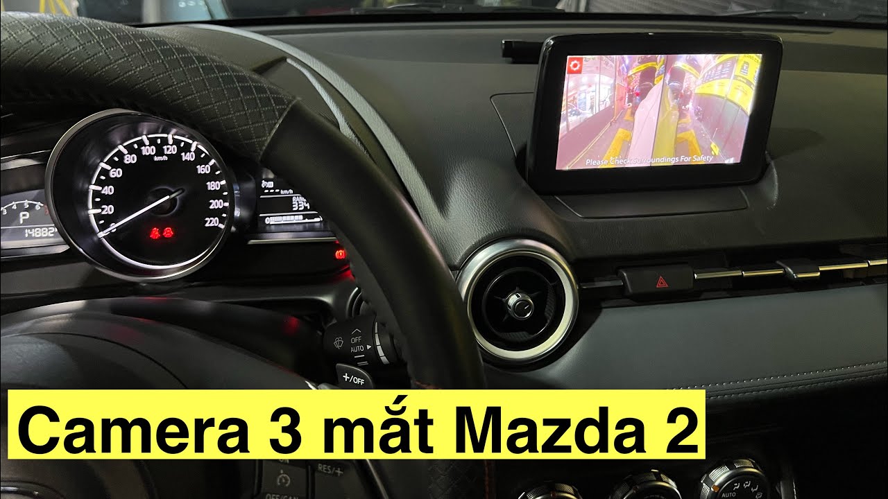 Mazda 2 2022 Độ camera 3 mắt xem trên màn hình zin | cam lề mazda 2 # ...