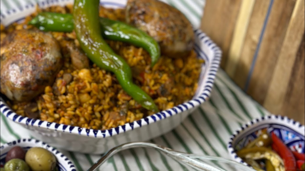 Steamed Tunisian Rice with vegetables and meat روز جربي و عصبان(أرز ...