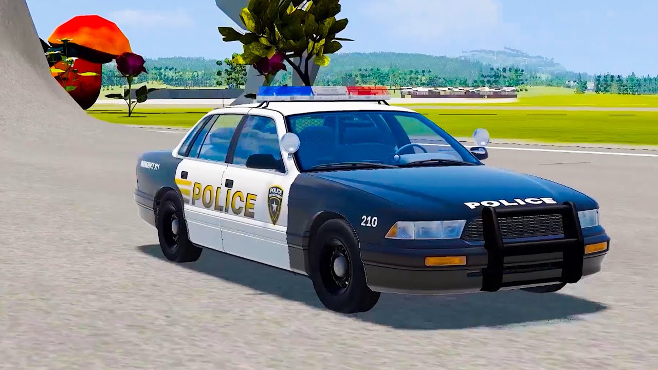 Police car is traveling at high speed when it encounters big speed ...