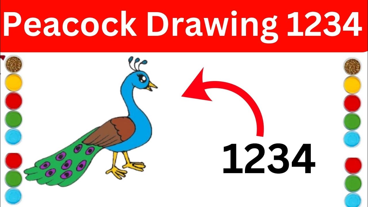 1234 se mor ka chitra kaise banaen | Peacock class 1| Peacock drawing ...