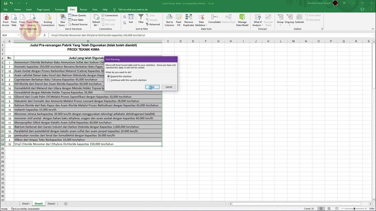 Cara Sortir (Mengurutkan) Data Sesuai ABJAD di Microsoft Excel - YouTube