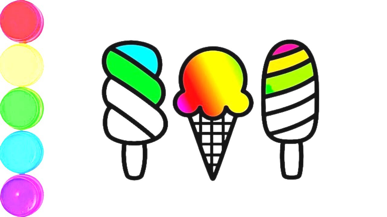 Icecream Drawing | Simple drawing and Colouring | easy drawing step by ...