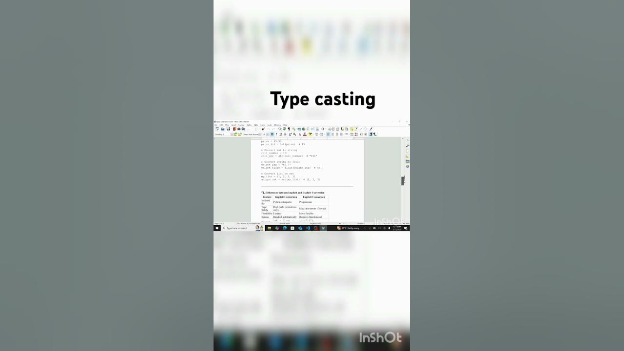 Type Casting In Python Coding Programminglanguage Pythonproject Python3 Youtube