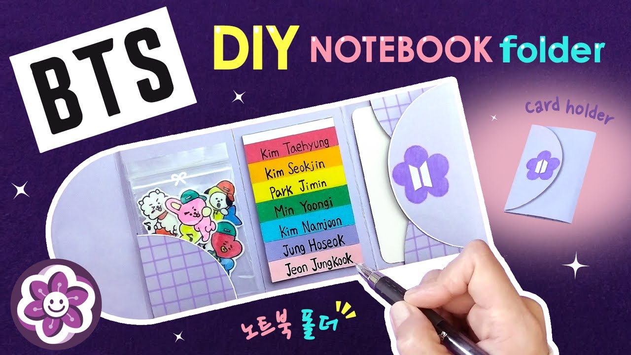 💜 DIY BTS Notebook Folder | DIY BTS Notebook | BTS School Supplies ...