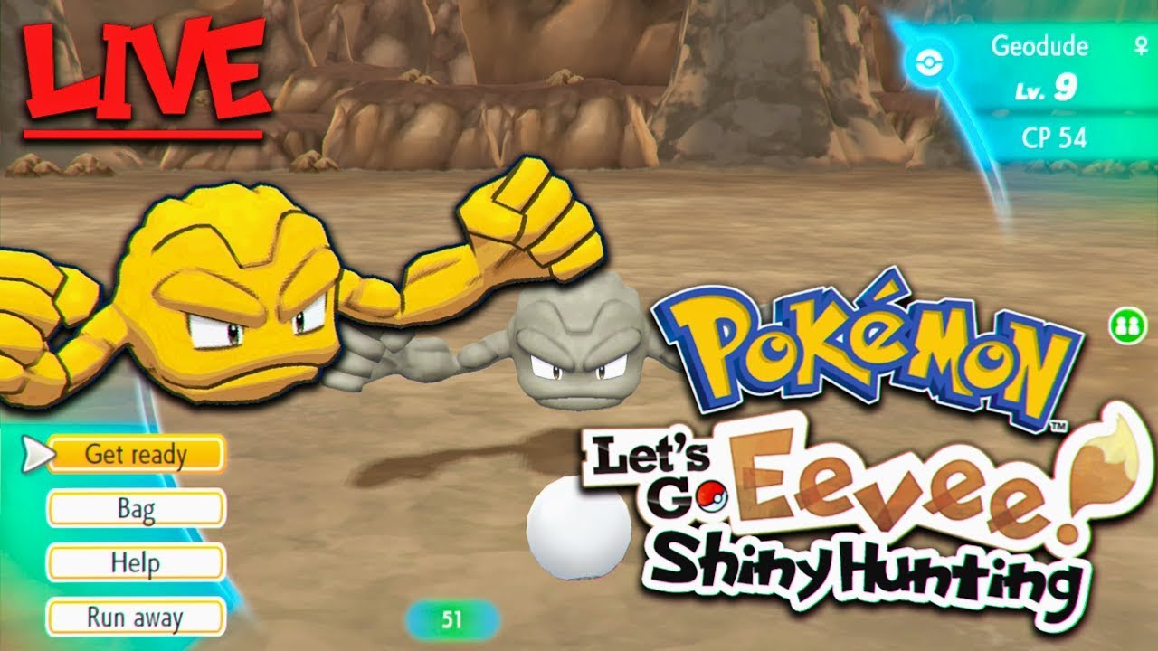 Pokemon Let's Go Shiny Hunting GEODUDE Live - YouTube