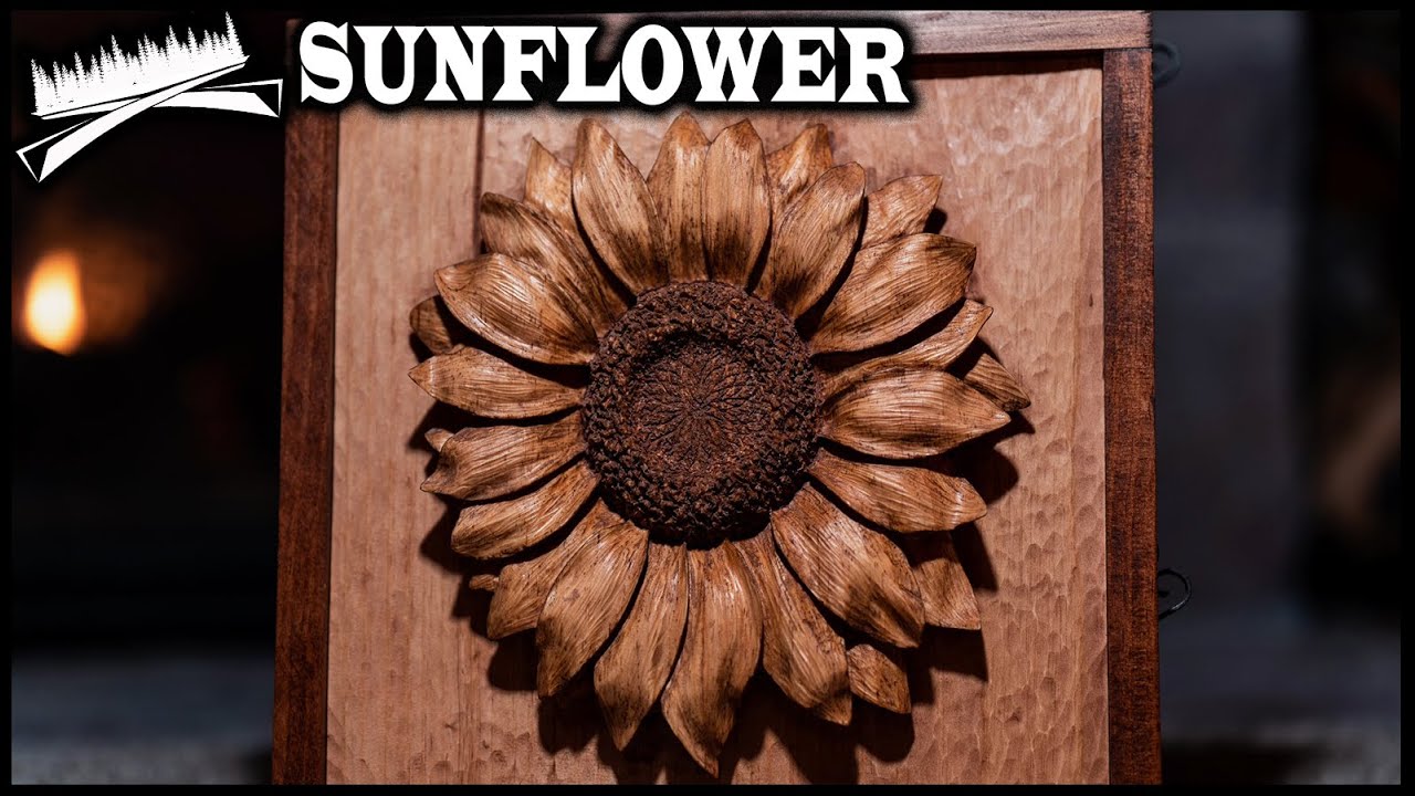 SUNFLOWER WOODCARVING - Relief Wood Carving A Sunflower With Depth and ...