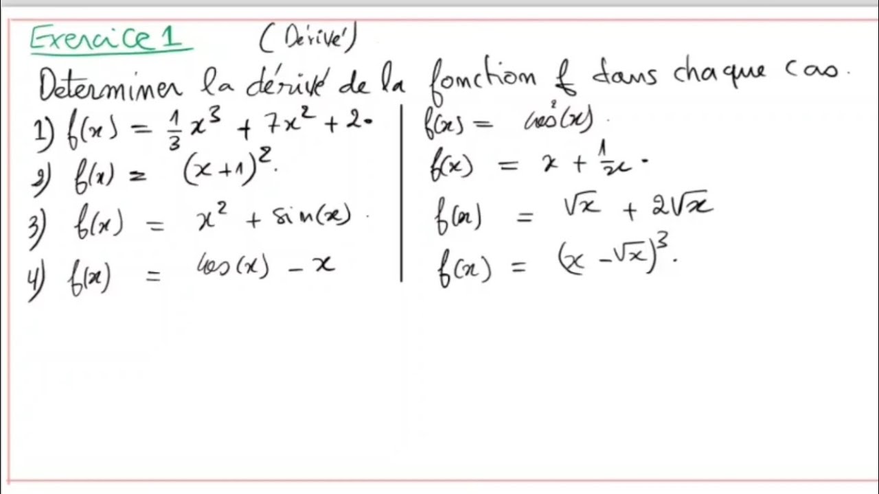 Calcule de la dérivés 2bac 1bac - YouTube