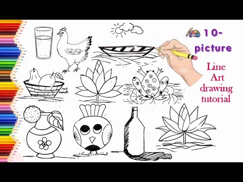 10 easy drawing vol - 6 / easy basic drawing / সহজে ড্রইং আঁকা শেখা ...