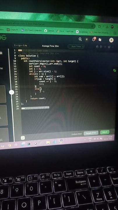 POTD 1: Count Pairs whose sum is less than target || Two Pointer Algorithm || #computer # ...