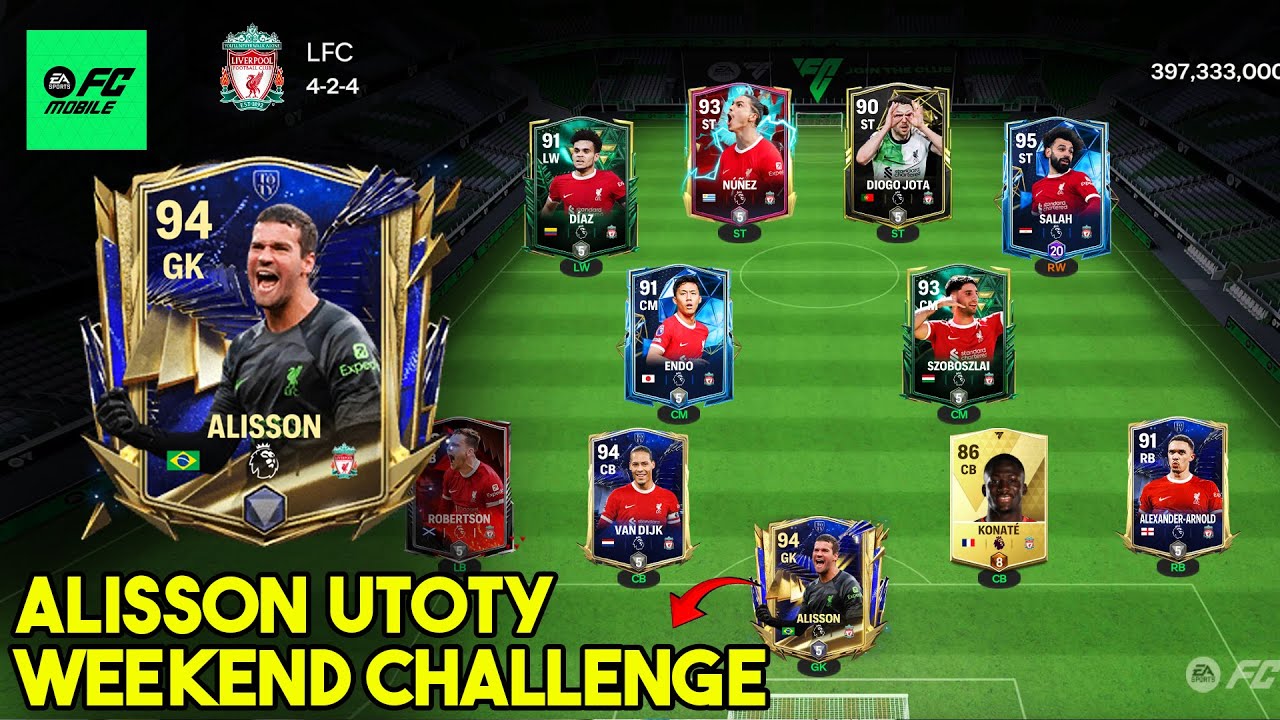 Gameplay Alisson UTOTY di Weekend Challenge TOTY 24 - RTG MANAGER MODE ...