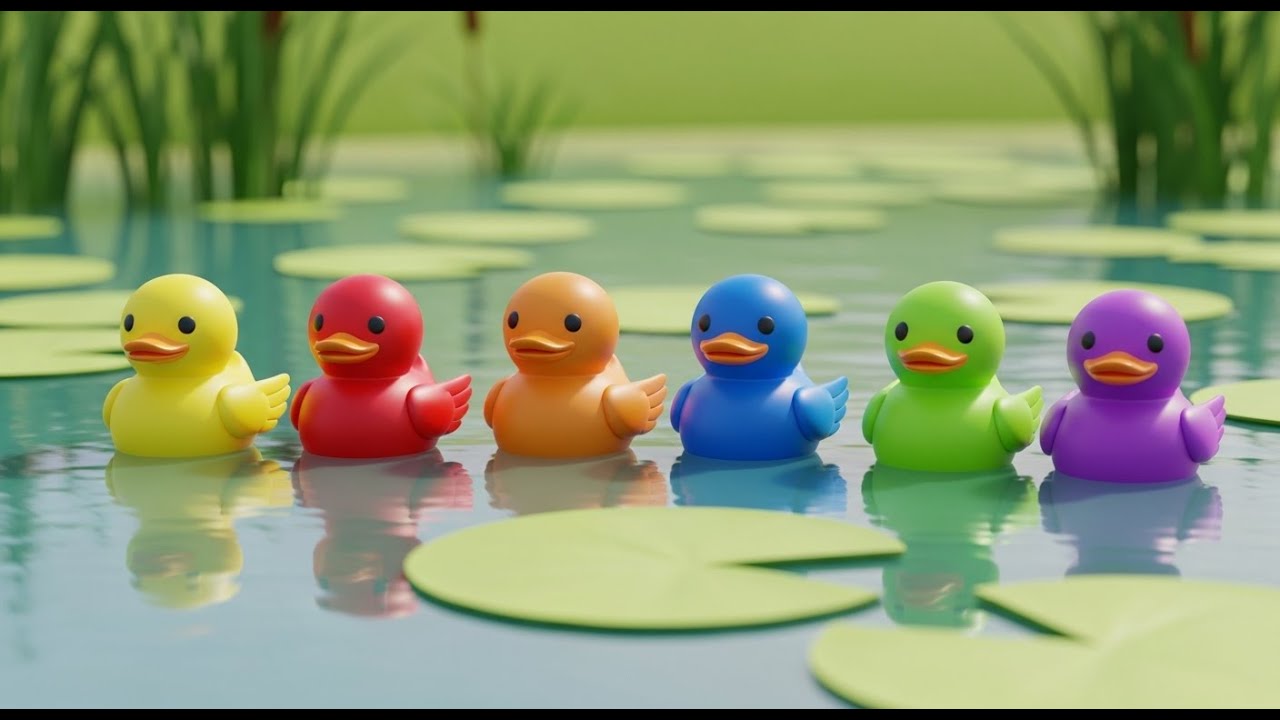 Seis Patitos de Juguete Caminan por la Pista | Rimas Infantiles y ...