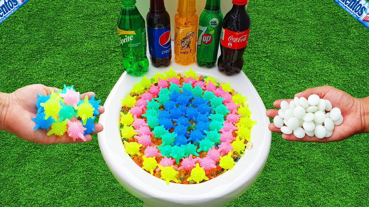 Colorful Spike Balls Experiment in the TOILET, MENTOS and Coca Cola ...