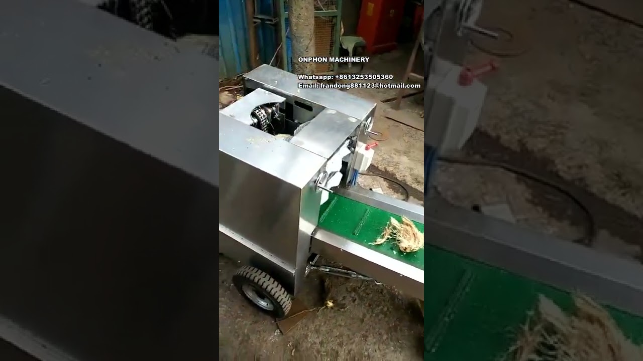 High speed tender coconut dehusking machine - YouTube