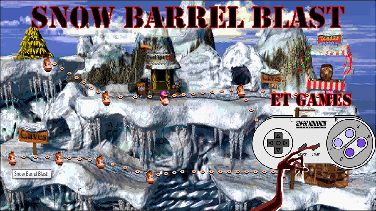 Donkey Kong Country 101% - Snow Barrel Blast - COMPLETE MAPS WITH ALL ...