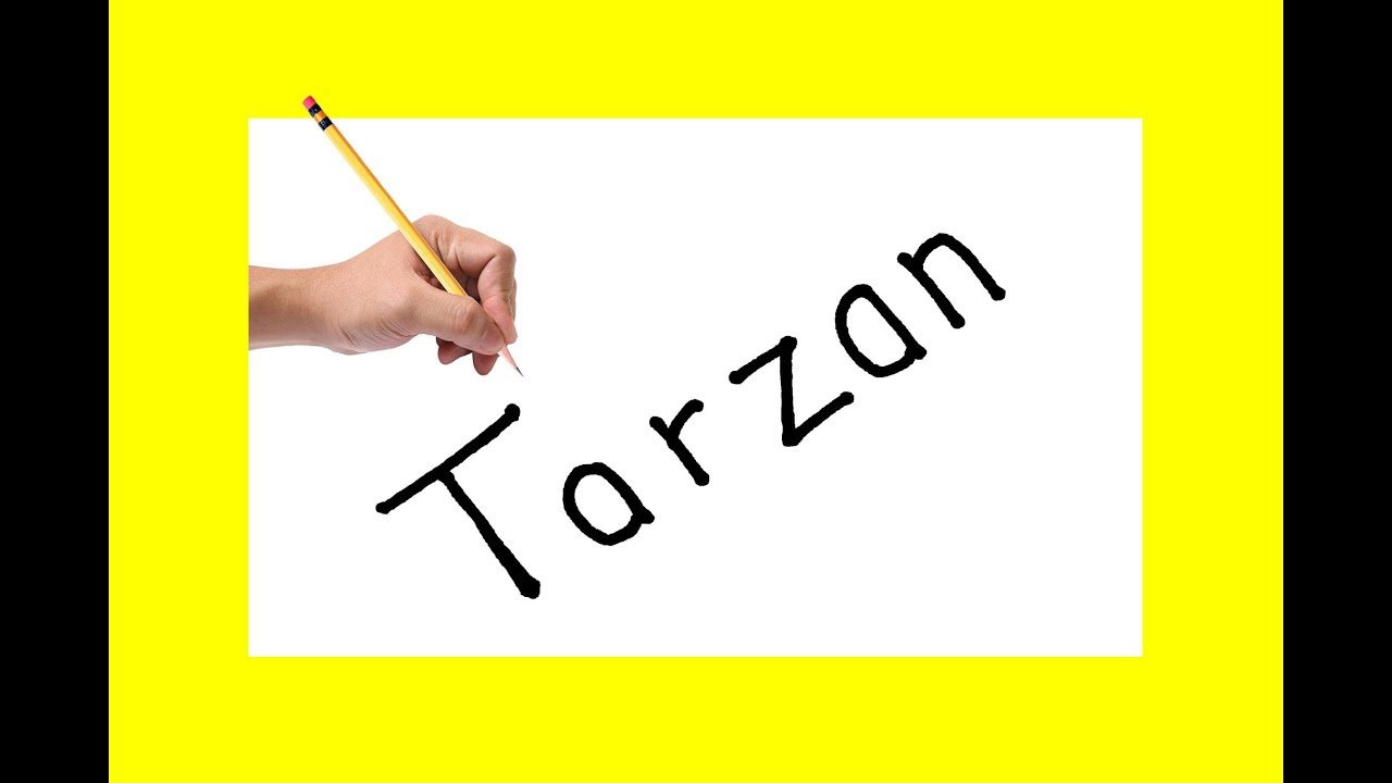 How to draw a TARZAN using the same words TARZAN in to cartoon for kids ...