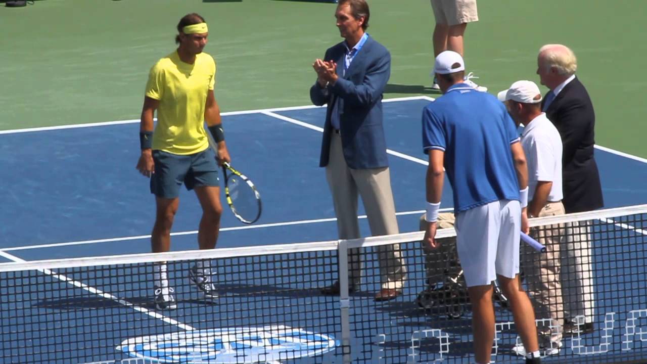 Sun 8/18/13 Coin Toss Rafael Nadal vs Isner Cincinnati Open Final - YouTube