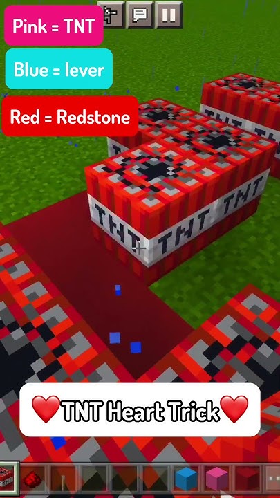 ️minecraft Tnt Heart Trick ️ Minecraft Minecraftshorts Shorts Youtube