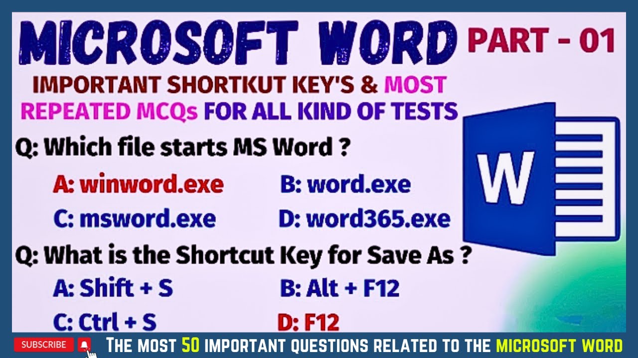 MS Word MCQ Question and Answer for Competitive exams | Top 50 MCQ from ...