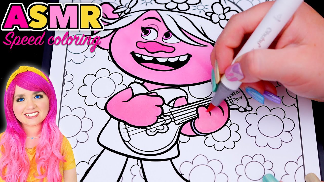 ASMR Speed Coloring Poppy from Trolls (Coloring Sounds & No Talking ...