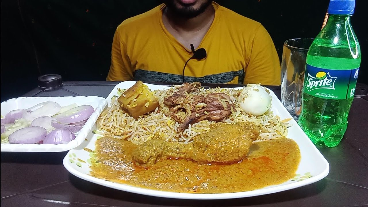 CHICKEN BIRYANI, CHICKEN CHAAP,SALAD AND COLD DRINKS || MUKBANG || ASMR ...