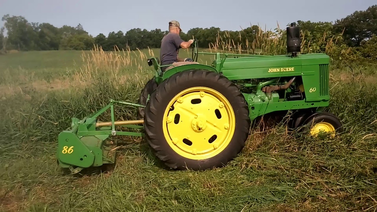 John Deere 60 tractor with Mott's flail mower - YouTube