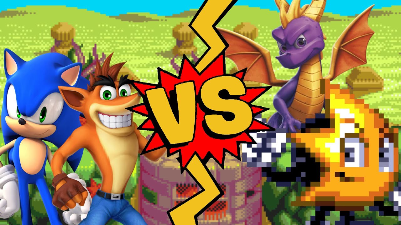 M.U.G.E.N. Battles | Sonic/Crash Bandicoot vs Ristar/Spyro - YouTube