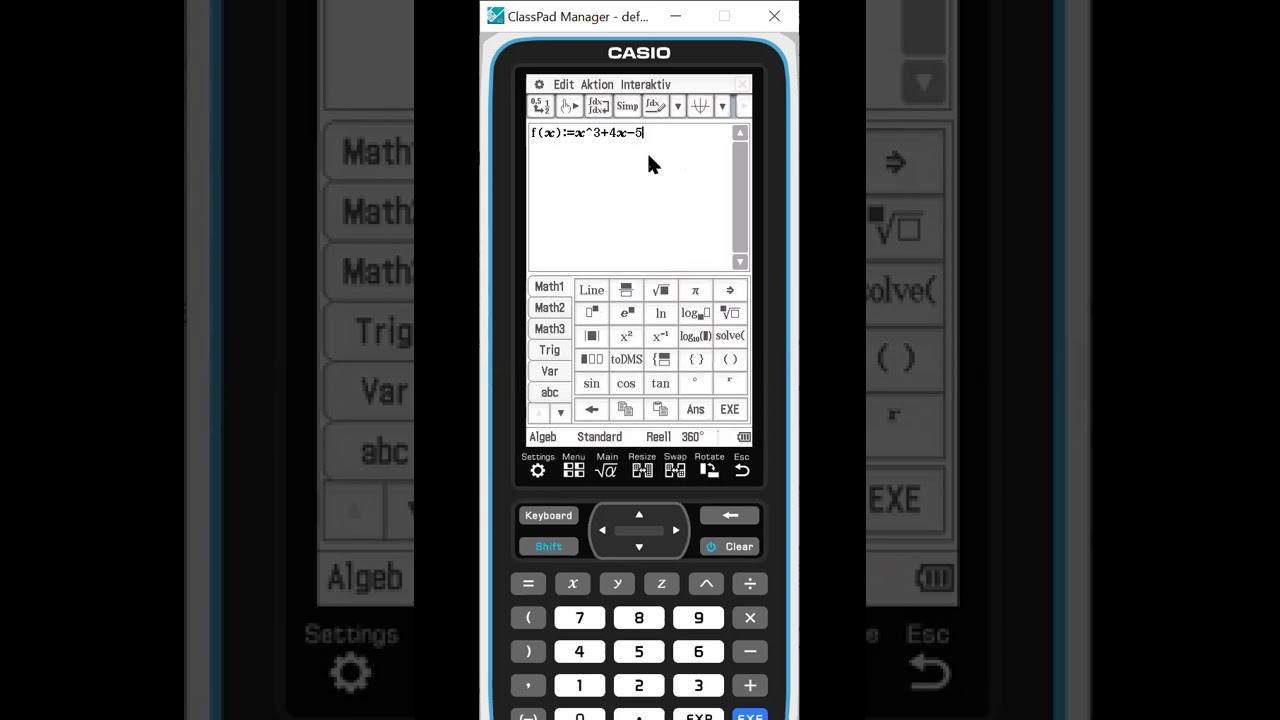 Das Definieren von Funktionen am Casio Classpad - YouTube