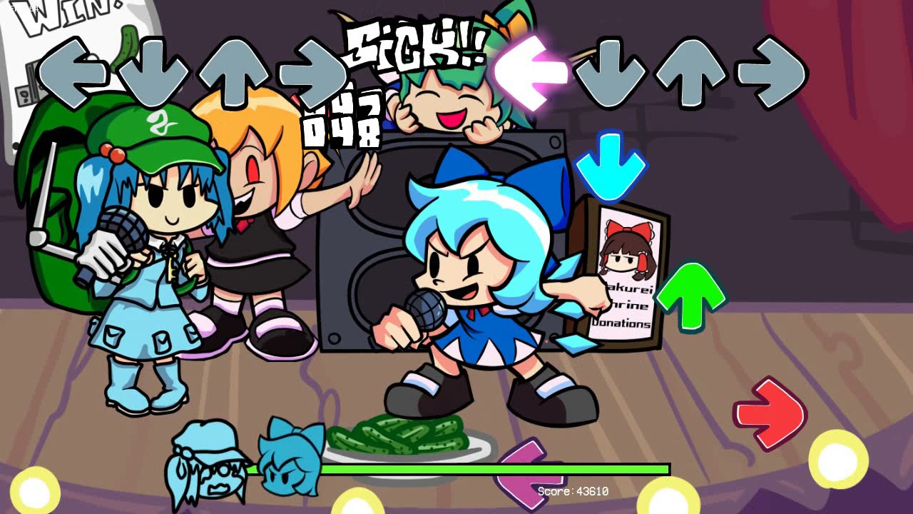 Friday night funkin' vs Touhou characters as Cirno (FNF Restored mod ...