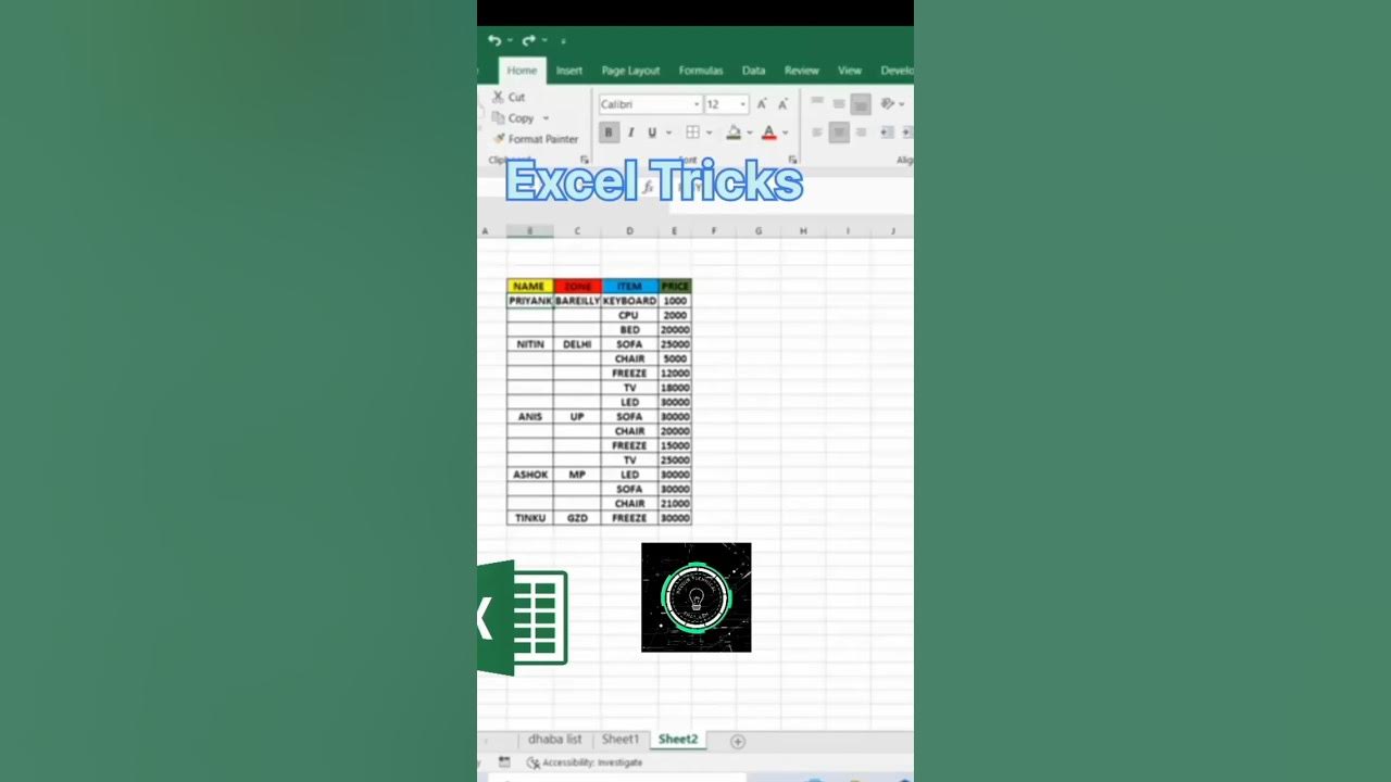 Microsoft Excel Tricks||Basic tips|| #exceltips #excel #requiretechnicalshailesh - YouTube
